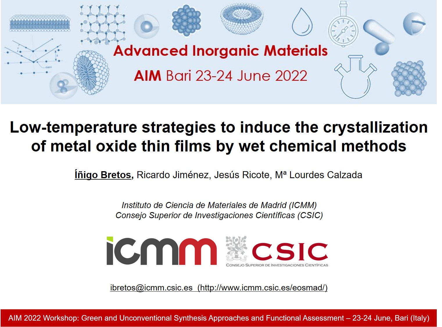 Keynote lecture at Advanced Inorganic Materials 2022 conference ...